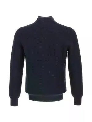 GRAN SASSO Honeycomb-knit Virgin Wool Cardigan - Blue