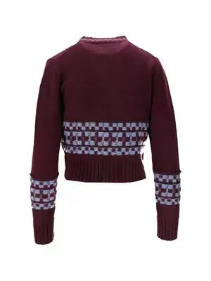B.B. WALACE Geometric-pattern Ribbed-trim Cardigan - Red