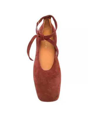 FORTE_FORTE Square-toe Tie-fastening Ballet Flats