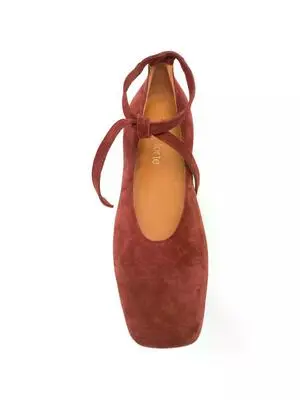 FORTE_FORTE Square-toe Tie-fastening Ballet Flats