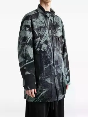 Yohji Yamamoto Abstract-print Field Jacket - Black