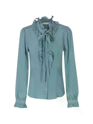 Ulla Johnson Catroux Ruffled Silk Blouse - Blue