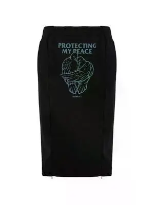 SRVC STUDIO Graphic-print Zip-slit Skirt - Black