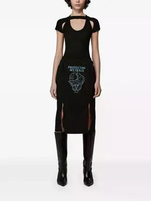 SRVC STUDIO Graphic-print Zip-slit Skirt