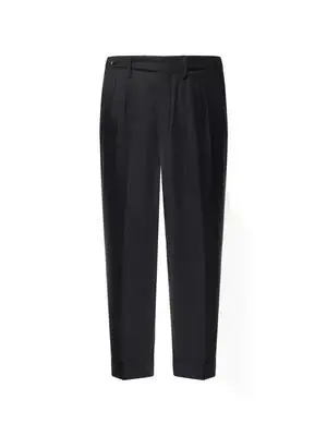 MICHAEL COAL Pleated Turned-up Trousers - Black