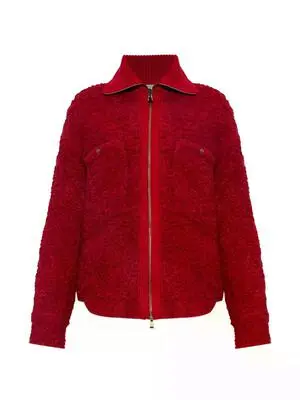 Moncler Bouclé-knit Zip-up Cardigan - Red