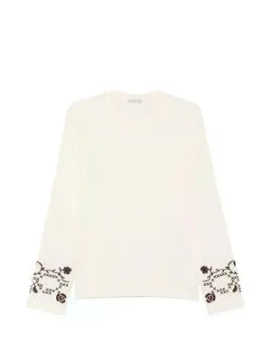 Moncler Embroidered Long-sleeve T-shirt - Neutrals