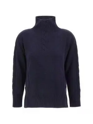 KANGRA Cable-knit High-neck Sweater - Blue