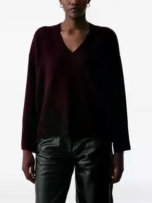 VICOLO V-neck Ribbed-trim Sweater - Red