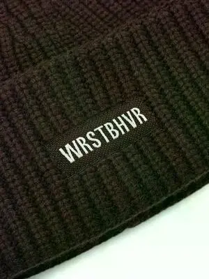 WRSTBHVR Logo-patch Ribbed-knit Beanie Hat