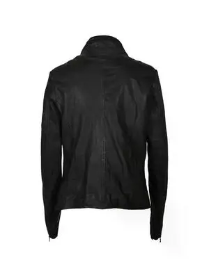 JULIUS Urban Seam-detail Washed Leather Jacket - Black