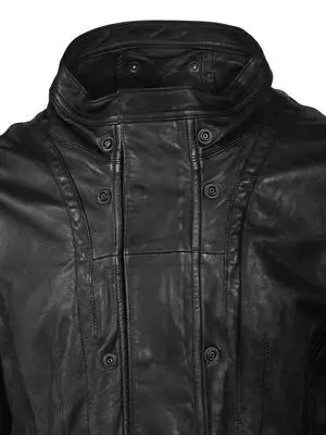 JULIUS Urban Seam-detail Washed Leather Jacket