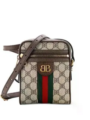 Balenciaga X Gucci The Hacker Project Zip Messenger Bag Bb Coated Canvas Mini Crossbody Bag - Brown