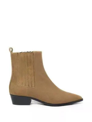SCAROSSO Olivia Pleated Suede Chelsea Boots - Brown