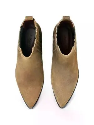 SCAROSSO Olivia Pleated Suede Chelsea Boots