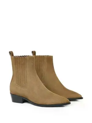 SCAROSSO Olivia Pleated Suede Chelsea Boots - Brown