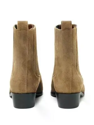 SCAROSSO Olivia Pleated Suede Chelsea Boots - Brown