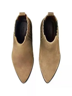 SCAROSSO Olivia Pleated Suede Chelsea Boots - Brown