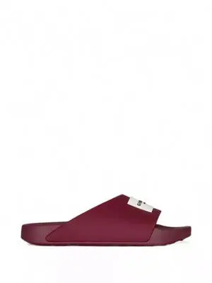 Givenchy Label Slide Mules In Rubber - Red