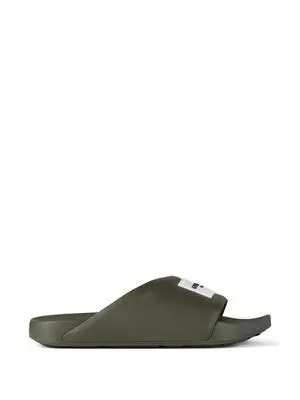 Givenchy Label Slide Mules In Rubber - Green