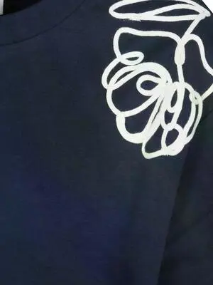 Max Mara Floral-embroidered Logo-print T-shirt