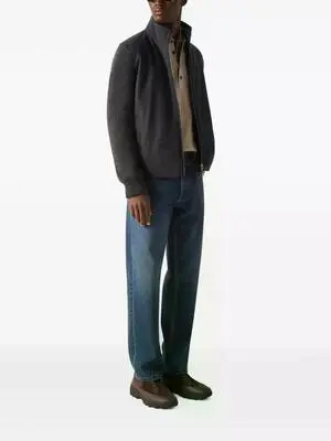 Zegna Dark Mélange Oasi Cashmere Full Zip Cardigan - Grey