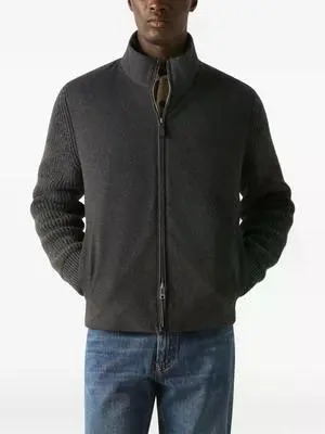 Zegna Dark Mélange Oasi Cashmere Full Zip Cardigan