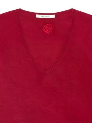 Malìparmi Rose-embroidered V-neck Sweater