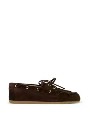 Miu Miu Fringe-detail Suede Loafers - Brown