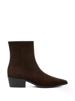 SCAROSSO Ambra Square-toe Ankle Boots - Brown