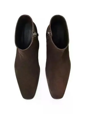 SCAROSSO Ambra Square-toe Ankle Boots - Brown