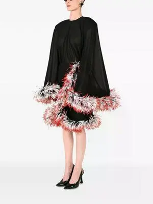 ROWEN ROSE Feather-trim Georgette Top
