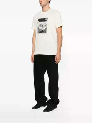 Moncler Mountain-print T-shirt - Neutrals