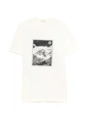 Moncler Mountain-print T-shirt - Neutrals