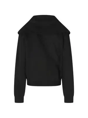 7 For All Mankind Oversized-collar Zip-up Hoodie - Black