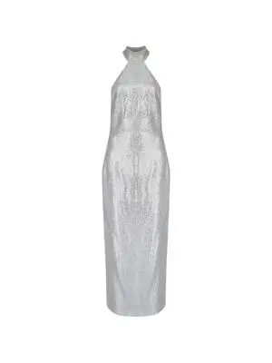 Zeynep Arçay Sequin-embellished Halterneck Maxi Dress - Grey
