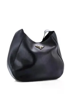 Prada Triangle Logo Curved City Calf Large Hobo Bag