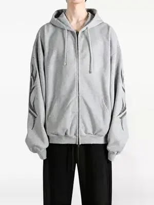 Vetements Tribal-print Zip-up Hoodie - Grey