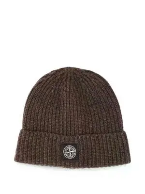 Stone Island N100012 Light Rws Geelong Wool Beanie Hat - Brown