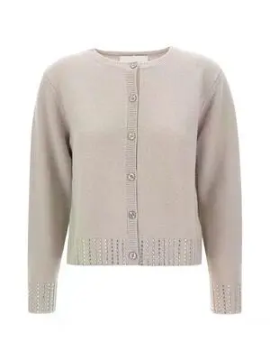 KAOS Rhinestone-embellished Wool Cardigan - Neutrals