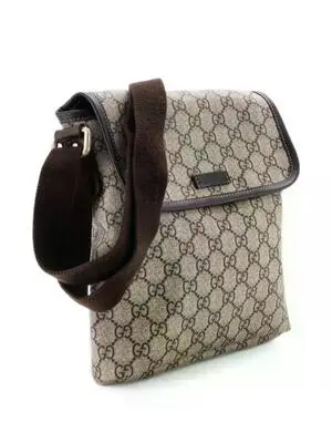 Gucci Flap Messenger Gg Coated Canvas Small Crossbody Bag - Brown