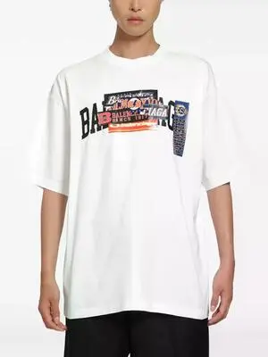 Balenciaga Bumper Stickers Medium Logo-print Cotton T-shirt - White