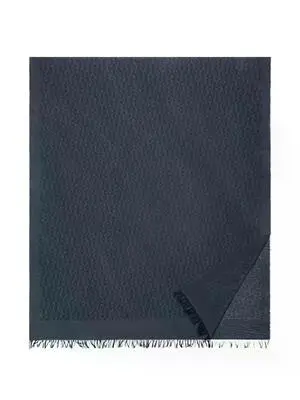 AIGNER Jacquard Logo Frayed Scarf - Blue