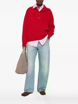 AMI Paris De Coeur Button-neck Sweater