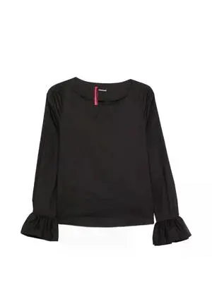 SUSANNE BOMMER Ruffle-cuff Boat-neck Shirt - Black