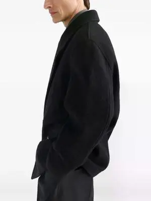 LEMAIRE Short Double-breasted Coat In Felted Wool And Alpaca Blend