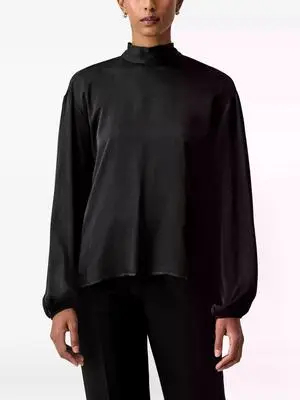 VICOLO Cowl-back Tie-neck Blouse - Black