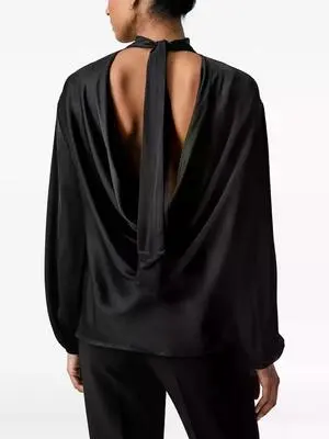 VICOLO Cowl-back Tie-neck Blouse