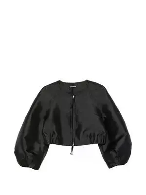 SUSANNE BOMMER Ruffled-collar Cropped Blouson Jacket - Black