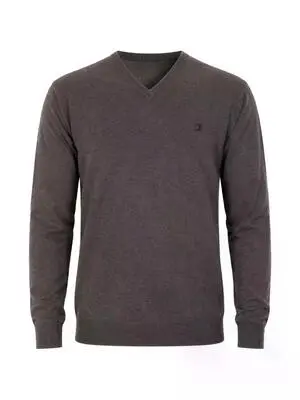 UOMINITALIANI V-neck Embroidered-logo Sweater - Grey